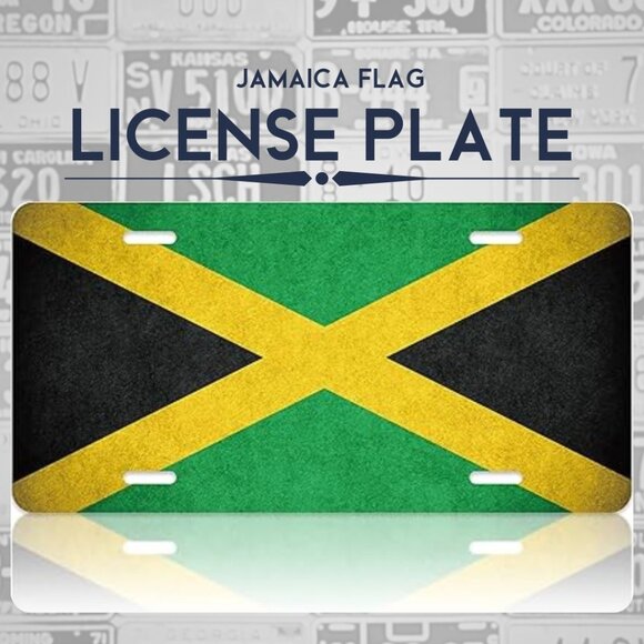 Accents | Jamaica Flag Jamaican Car Front License Plate Cover Vintage ...